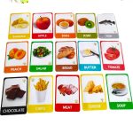 Flashcards o tarjetas de alimentos en inglés.