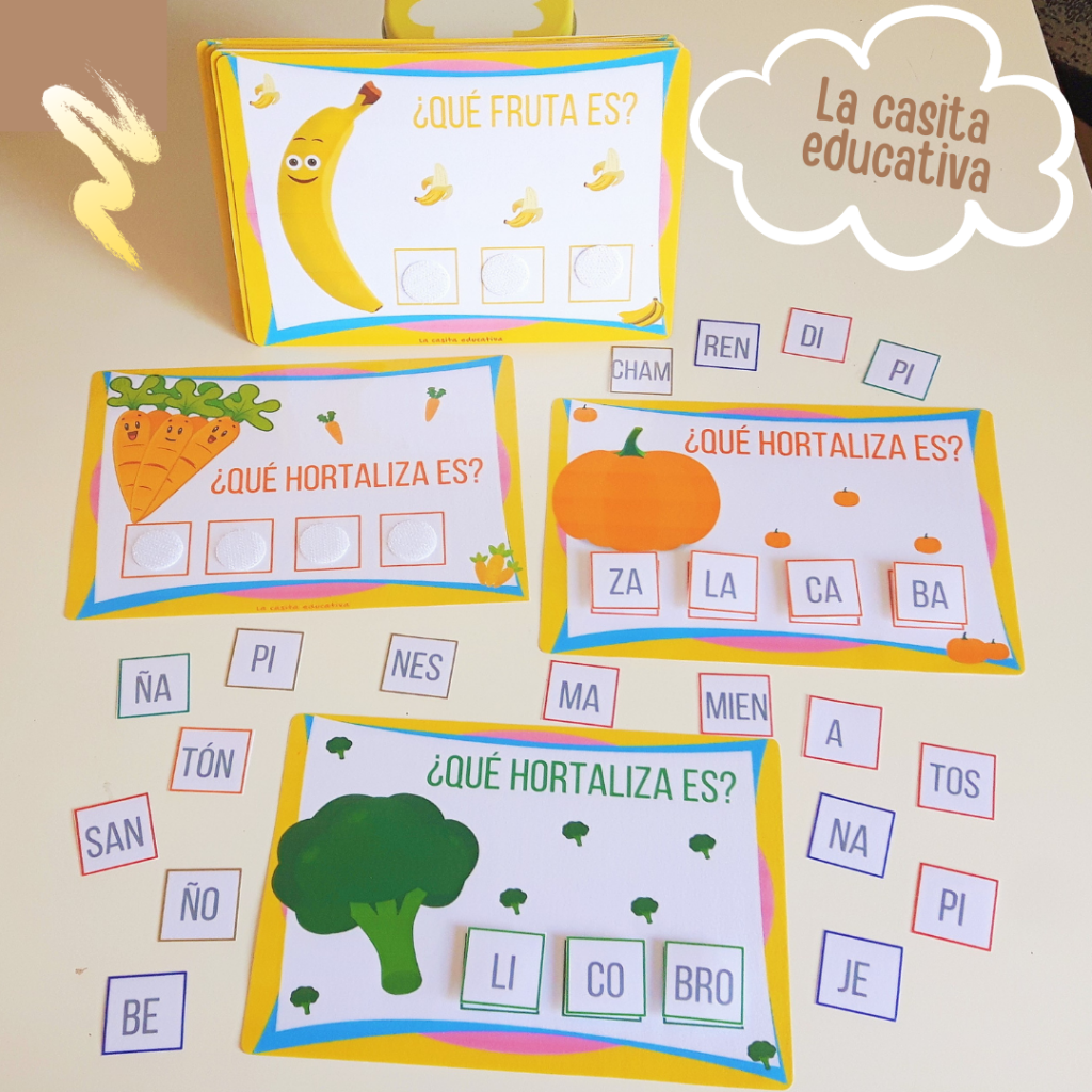 Material didáctico para aprender frutas y verduras - La Casita Educativa
