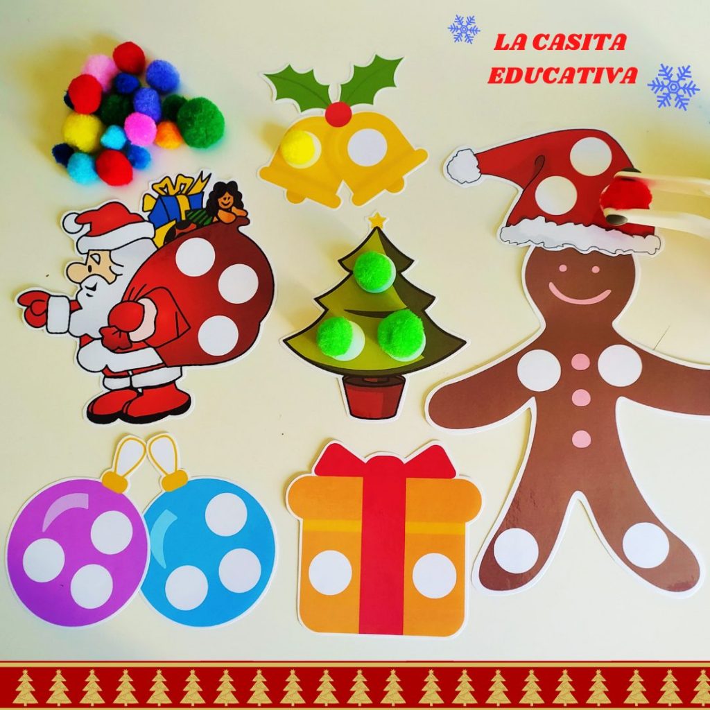 Motricidad fina navideña - La Casita Educativa