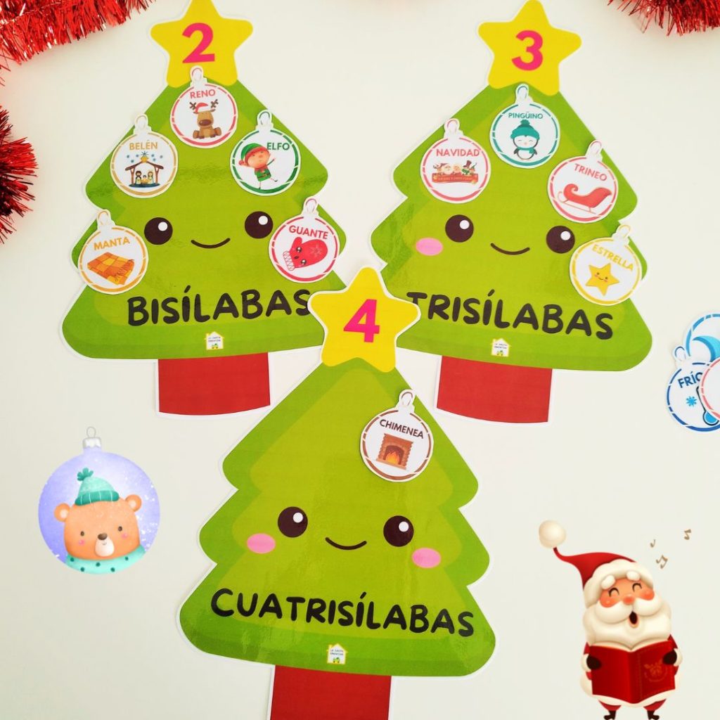 Árboles navideños silábicos - La Casita Educativa