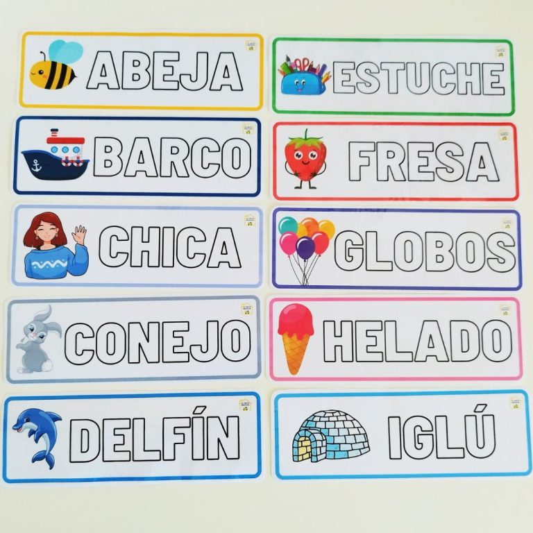 Tarjetas con palabras - La Casita Educativa