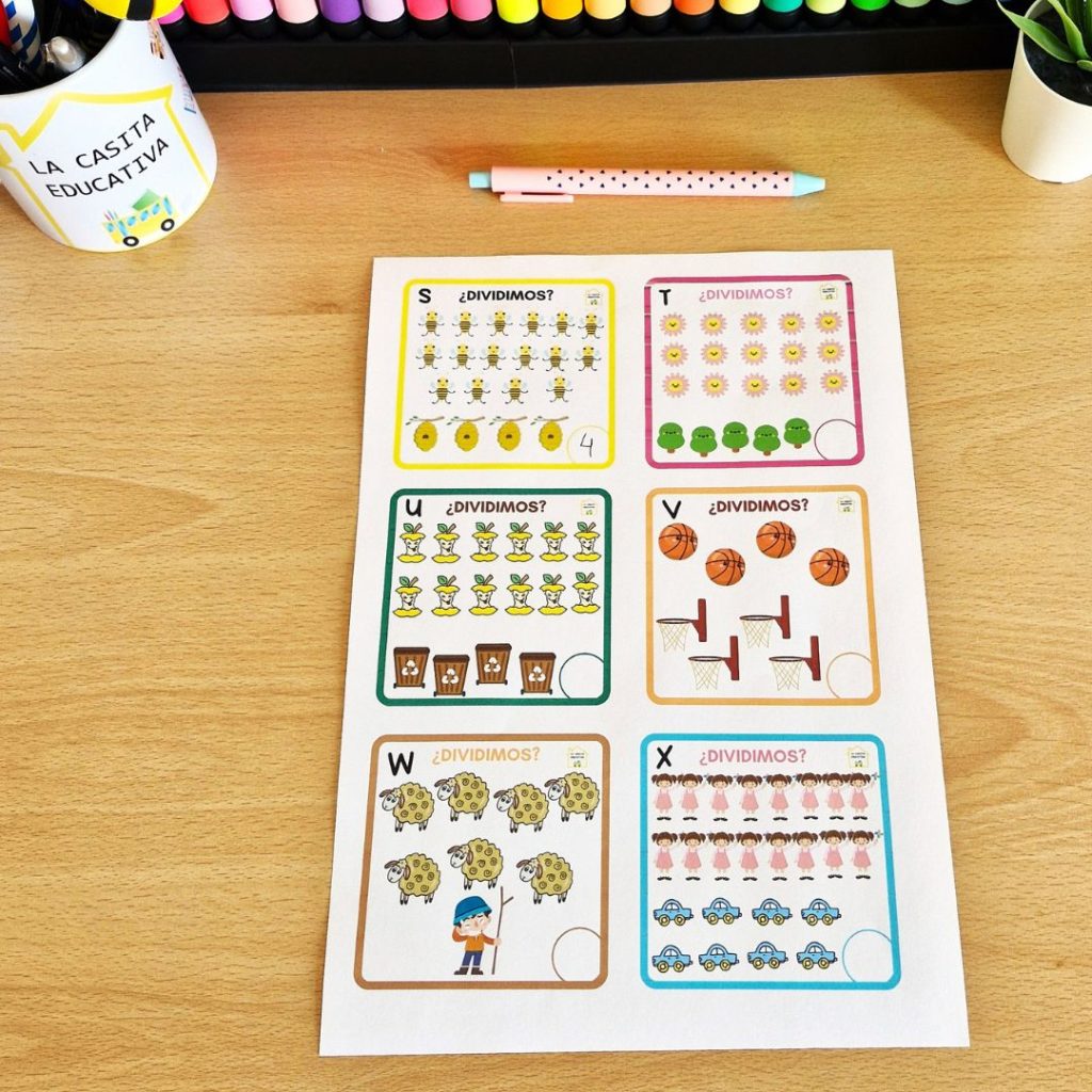 Tarjetas con divisiones - La Casita Educativa